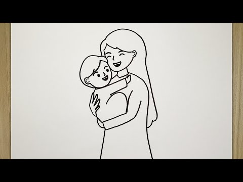 Cara menggambar ibu dan anak