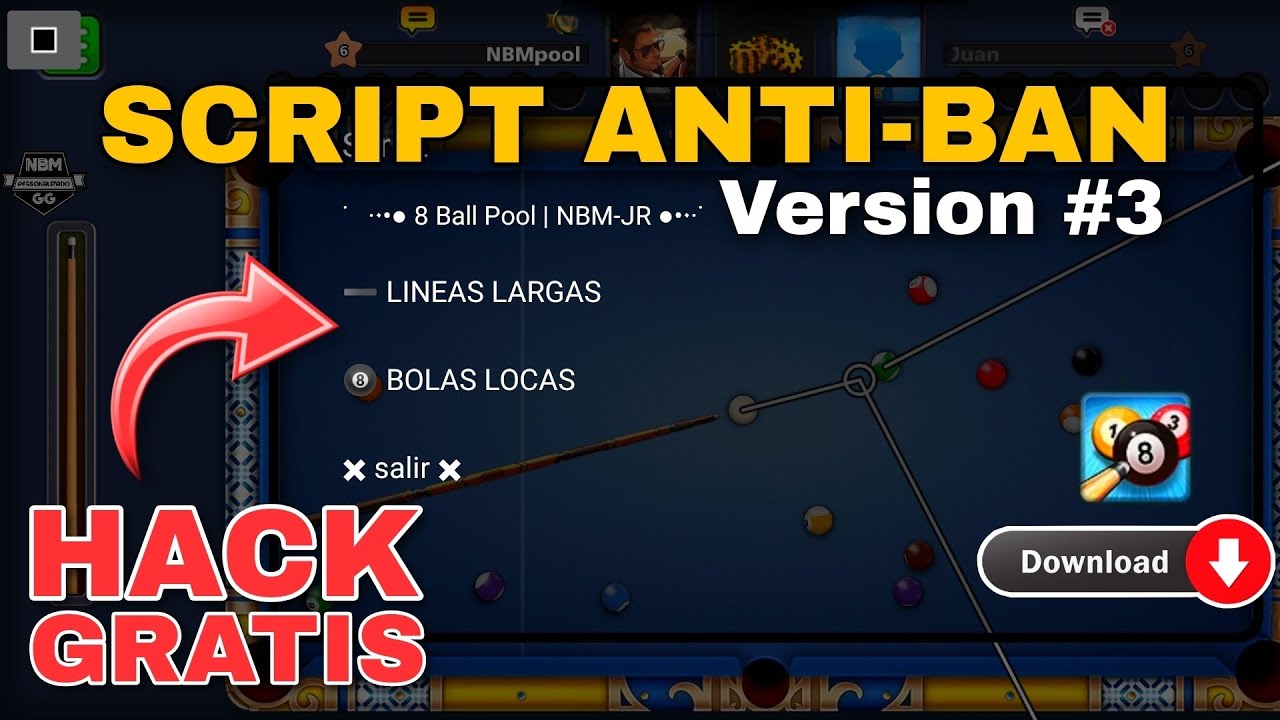 UPDATE SCRIPT v3 HACK 8 BALL POOL 🎱 LINEAS LARGAS + AUTOWIN 2023 [No-Root] - YouTube