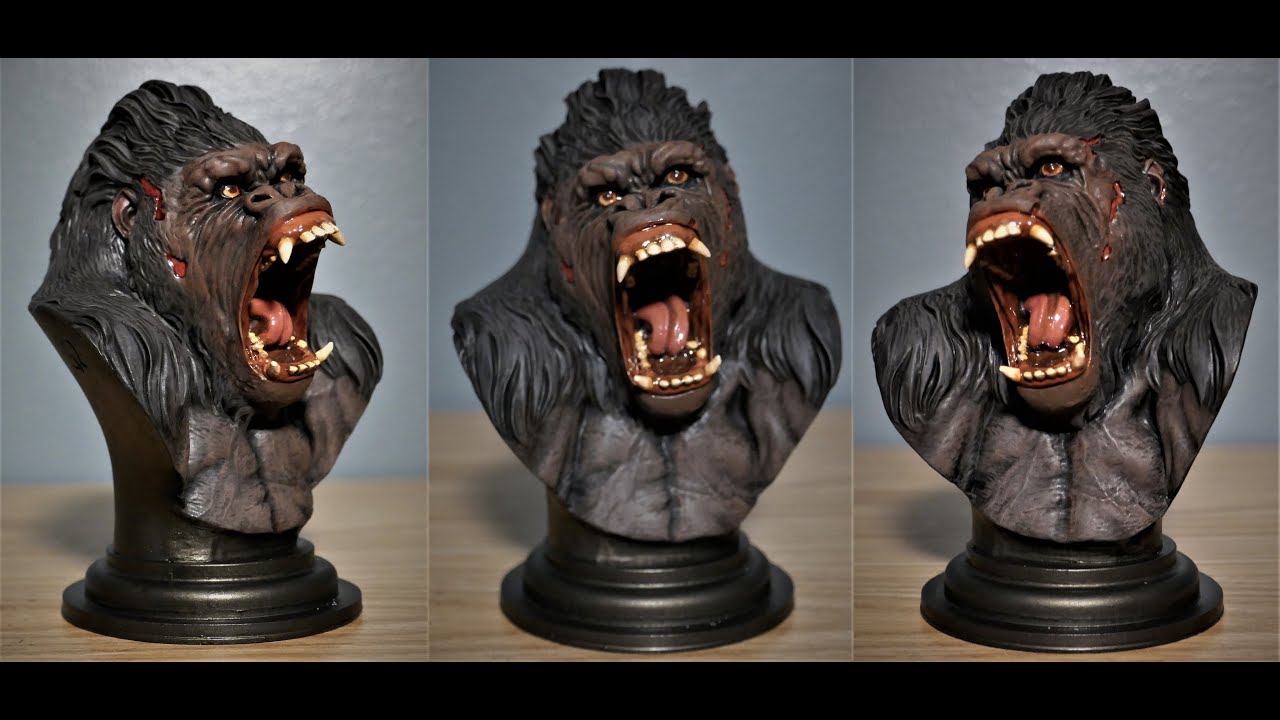 Radziewicz Art Screaming Furry Gorilla Bust - YouTube