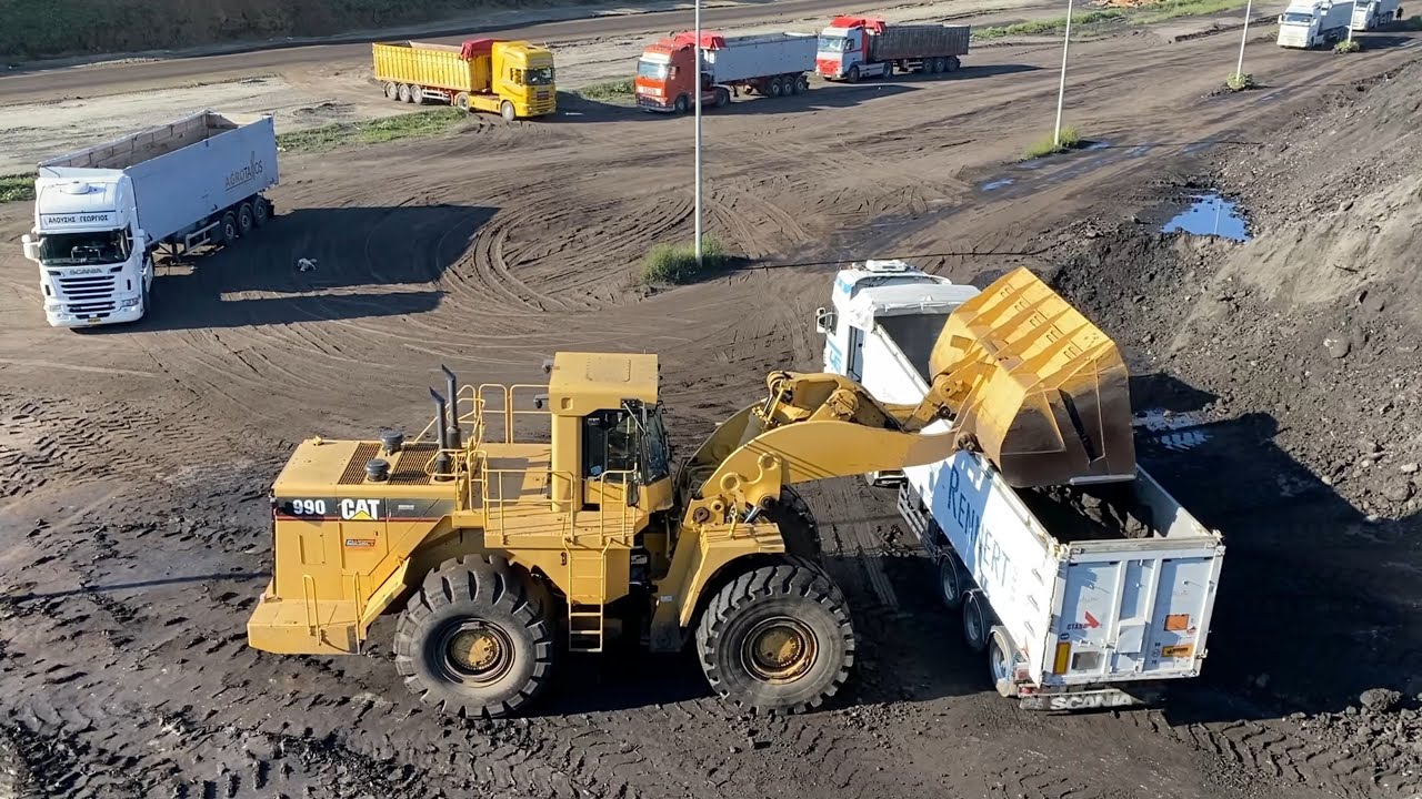 Caterpillar 990 Wheel Loader Loading Coal On Trucks - S.G.M Melidis ...