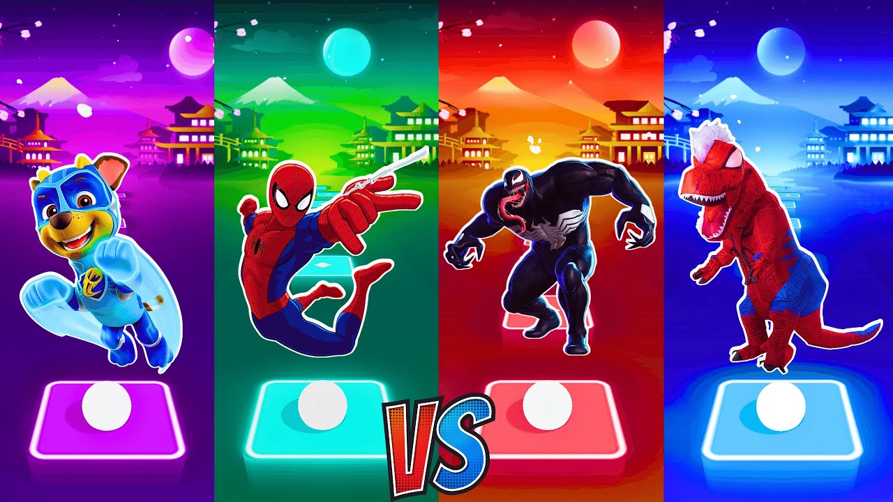 Paw Patrol VS Spider Man 2 VS Venom VS Spiderman T rex | Tiles Hop ...