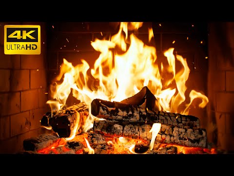 🔥 Şömine Dağ Gecesi, Sakin Ateş Sesleri ve Loş Işıkla Sıcak Noel Akşamları (Fireplace 4K)