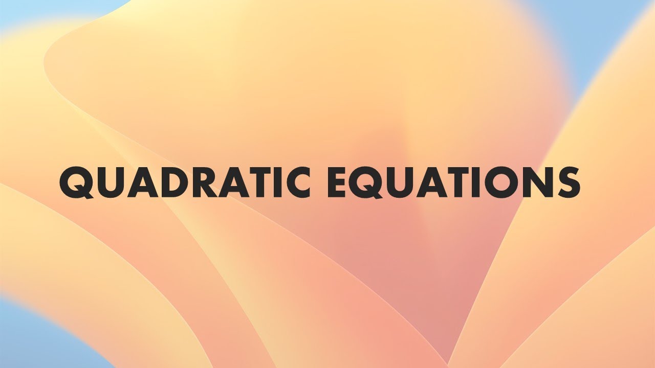 Quadratic Equation Part 1 Factorization Method Youtube
