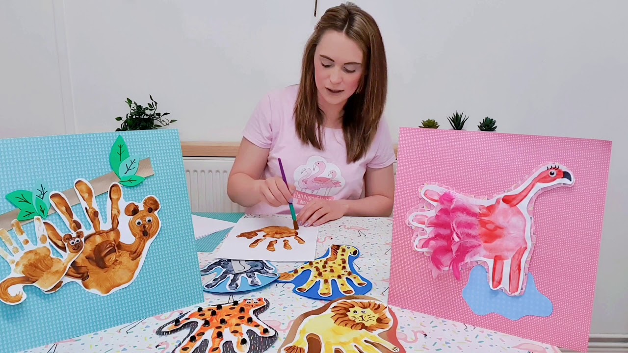 Sensory Animal Handprint Crafts - YouTube