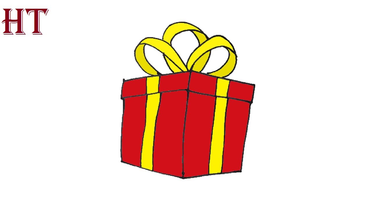 How to Draw a Present easy Step by Step - YouTube