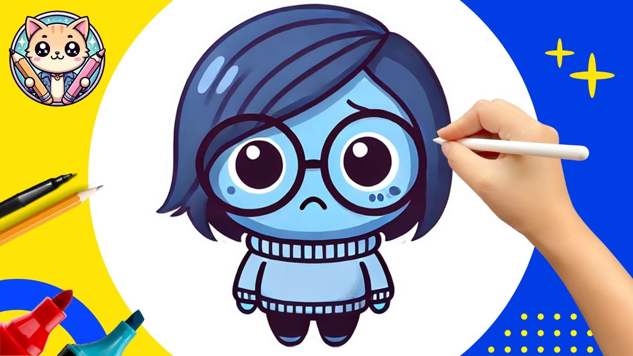 Cómo Dibujar a TRISTEZA de INTENSAMENTE 2 KAWAII 🎬 Inside Out 2 🌟 ...