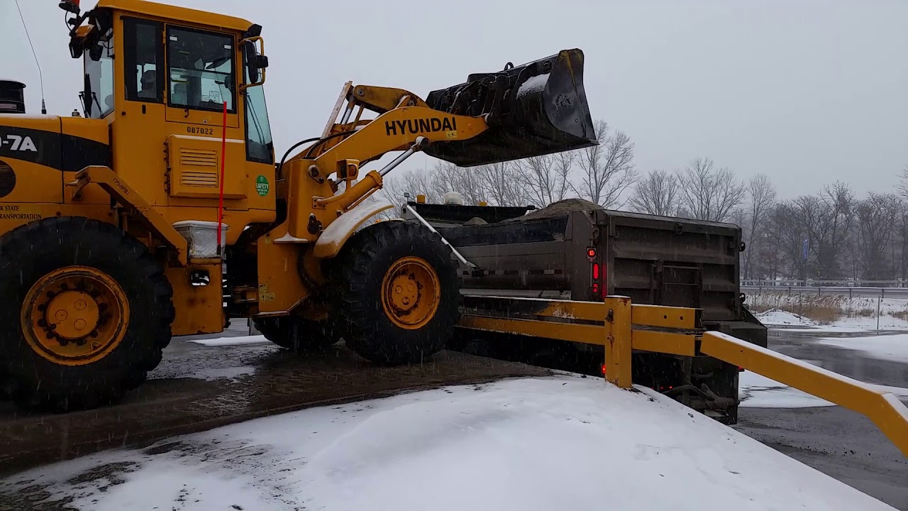 NYSDOT: Loading salt into a plow truck - YouTube