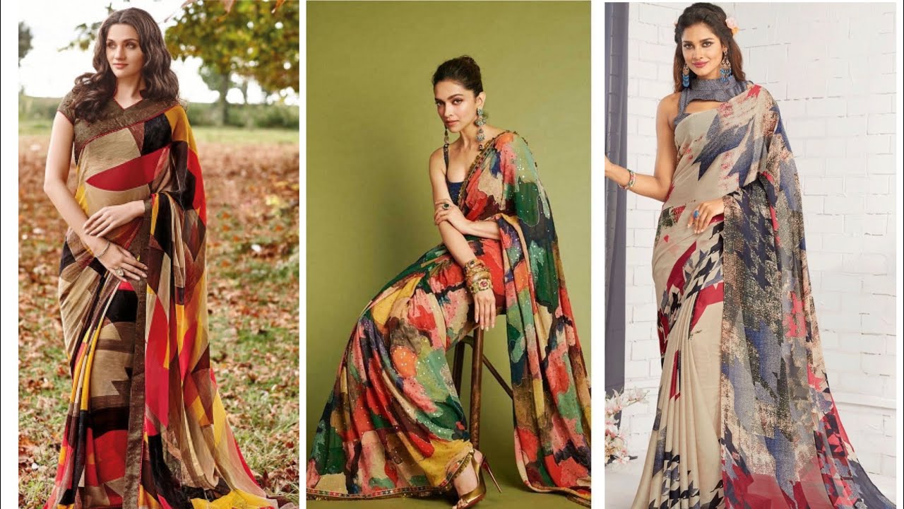 Georgette saree with price|| Simple designs - YouTube