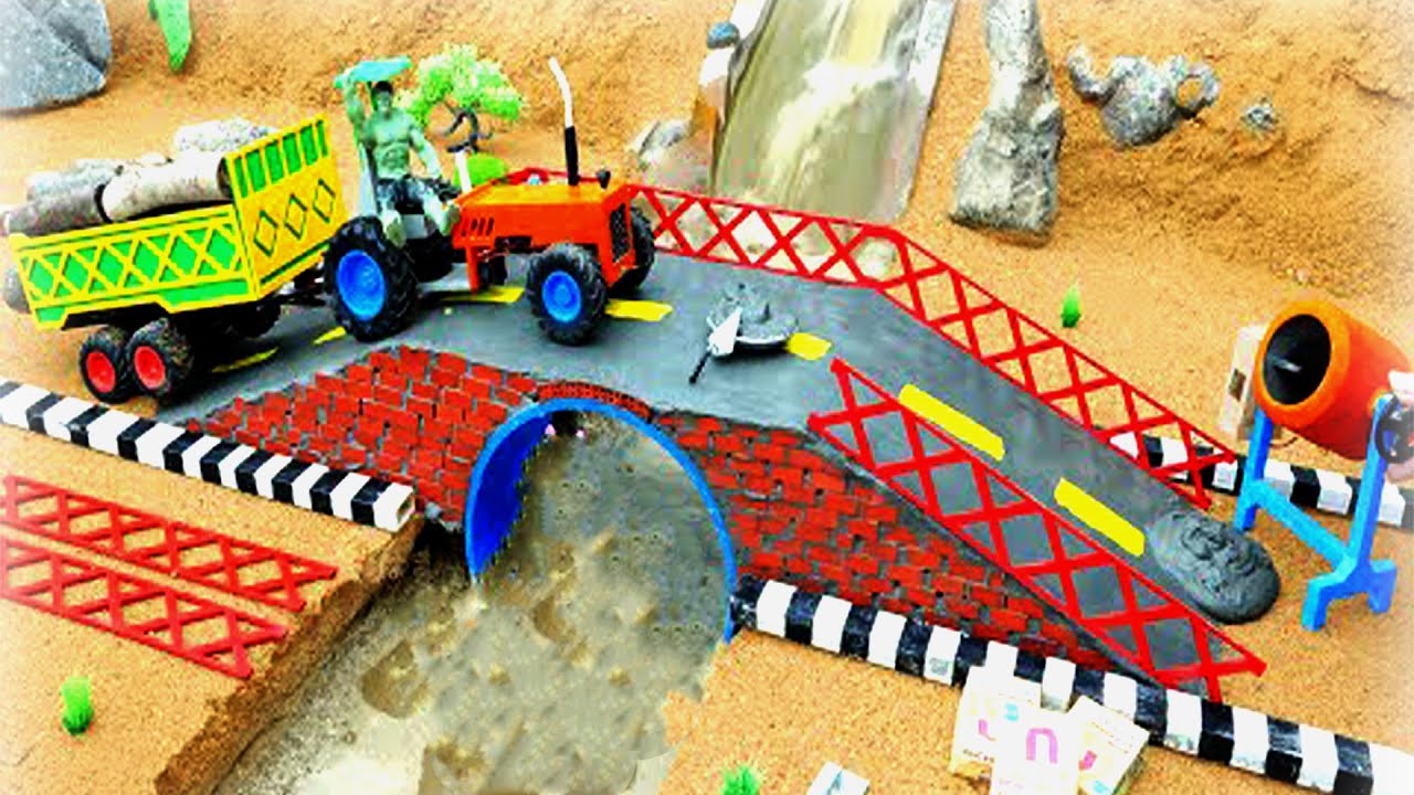 Unbelievable! Mini Tractor & Bridge Built from Bricks and Cement 🔥# ...