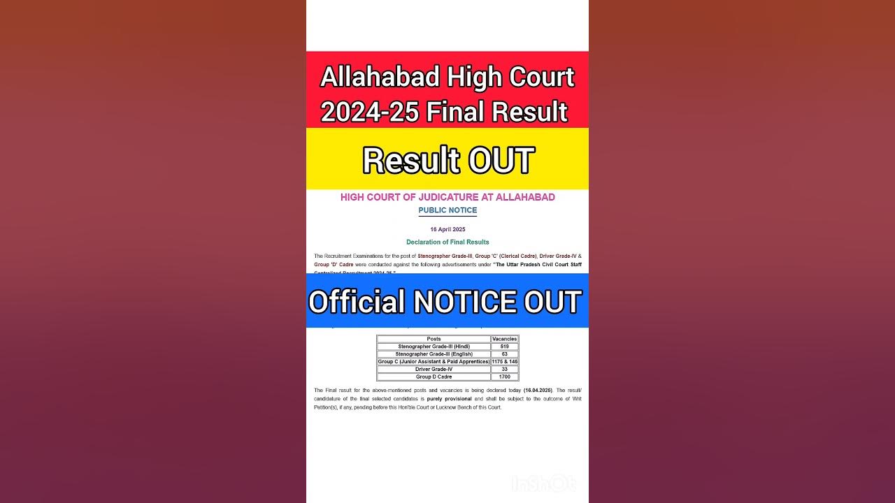 Allahabad high court final result 2025 | AHC Final Result 2025 | AHC Final cut off 2025 #shorts ...