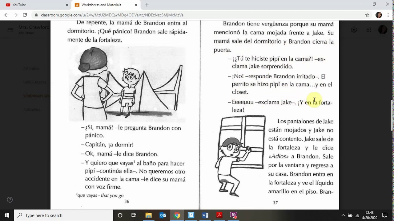 4th grade Spanish Lesson April 22, 2020 - YouTube