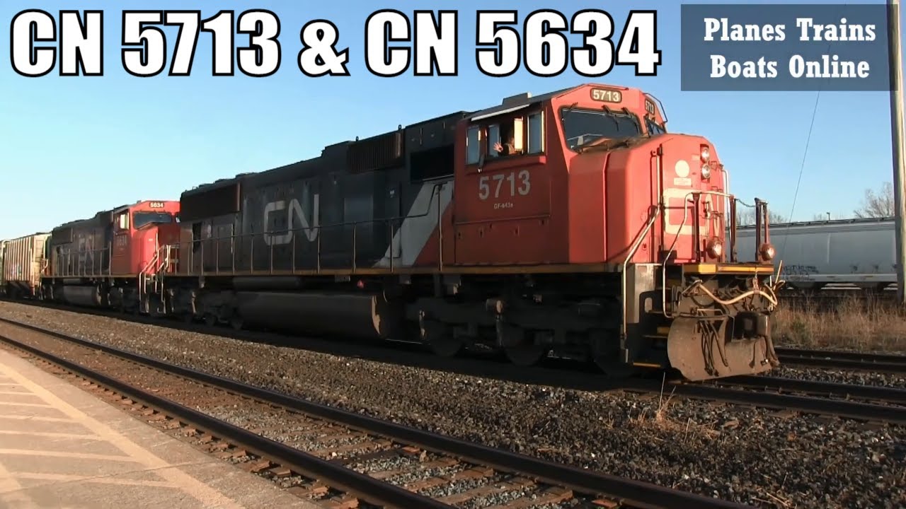 CN 5713 & CN 5634 Engines Manifest Train Westbound Ontario - YouTube