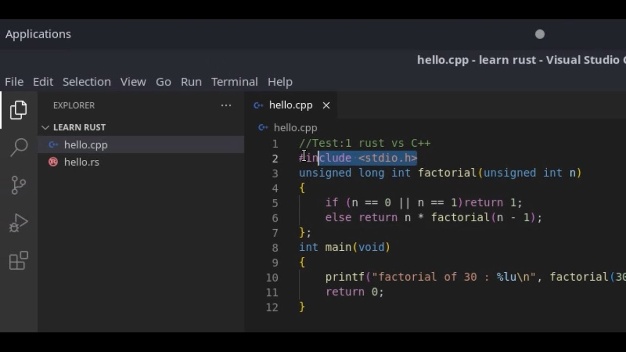Rust vs C++ vs Python Simple Factorial Program - YouTube