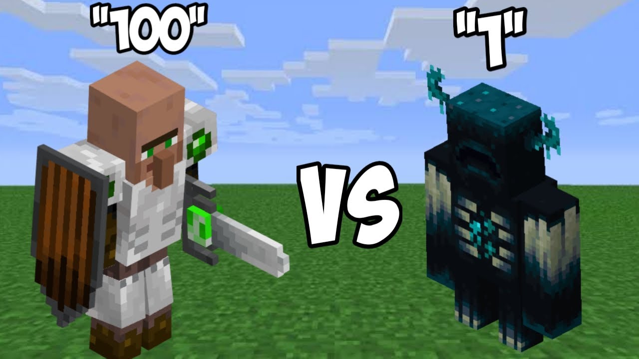Warden vs 100 villagers| Minecraft fighting villagers - YouTube