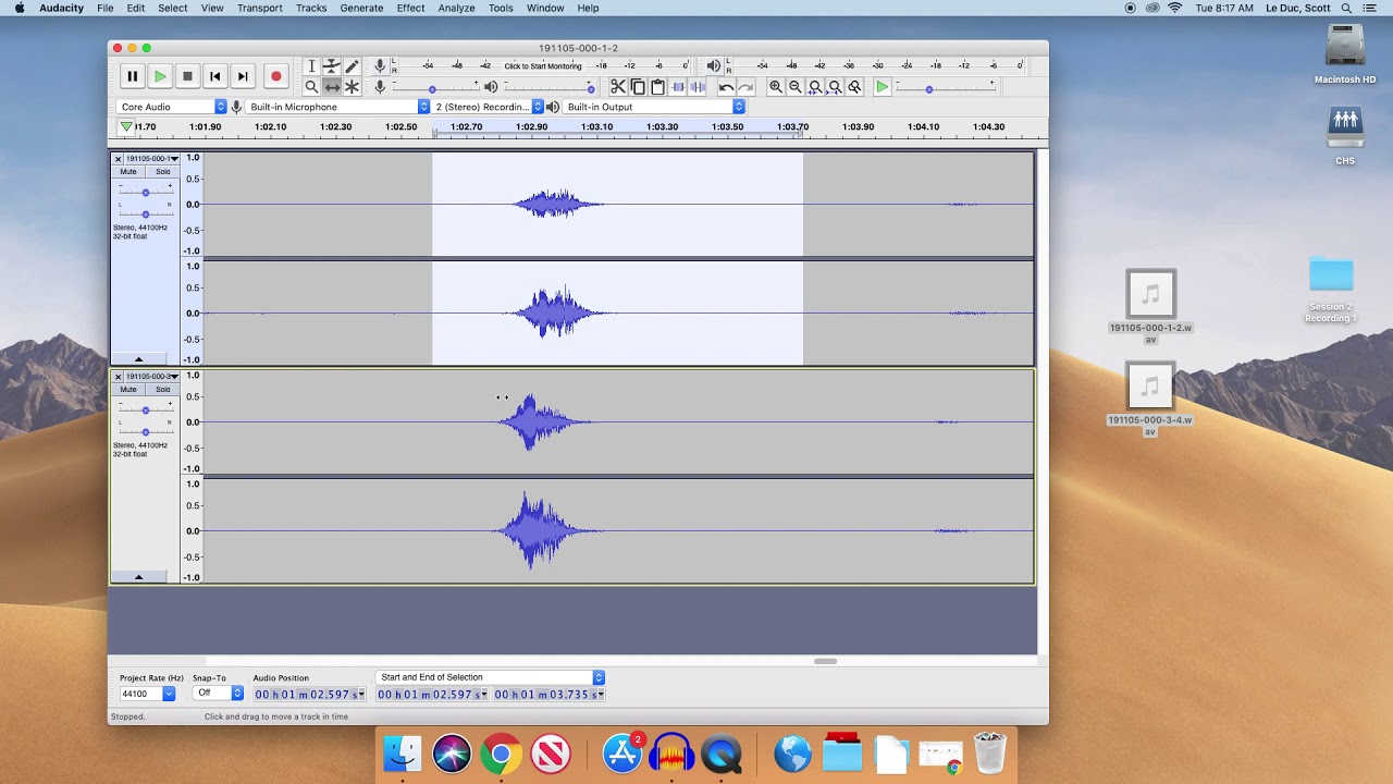 4 Track Recording Session - Tutorial 3 - Export from H4N and Audacity ...