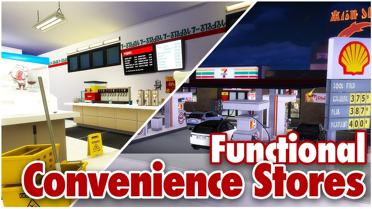 FUNCTIONAL CONVENIENCE STORES 🏪 The Sims 4 CC Showcase - YouTube