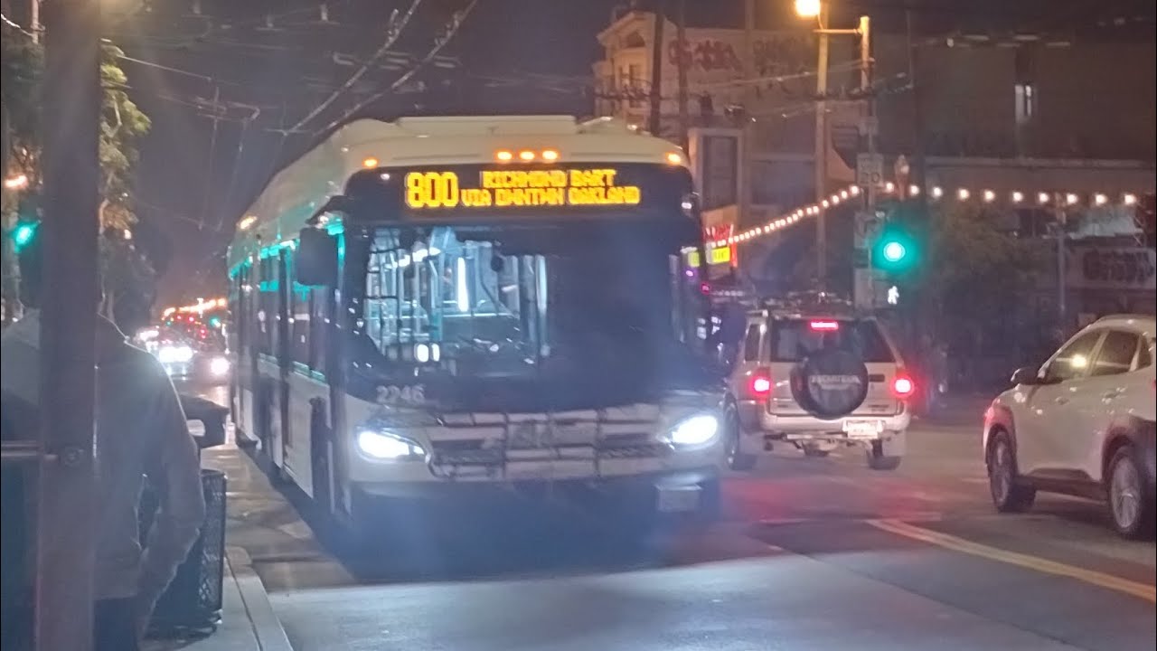 (Transit night) AC Transit 2017 new flyer XD60 2246 on route 800 ALL ...