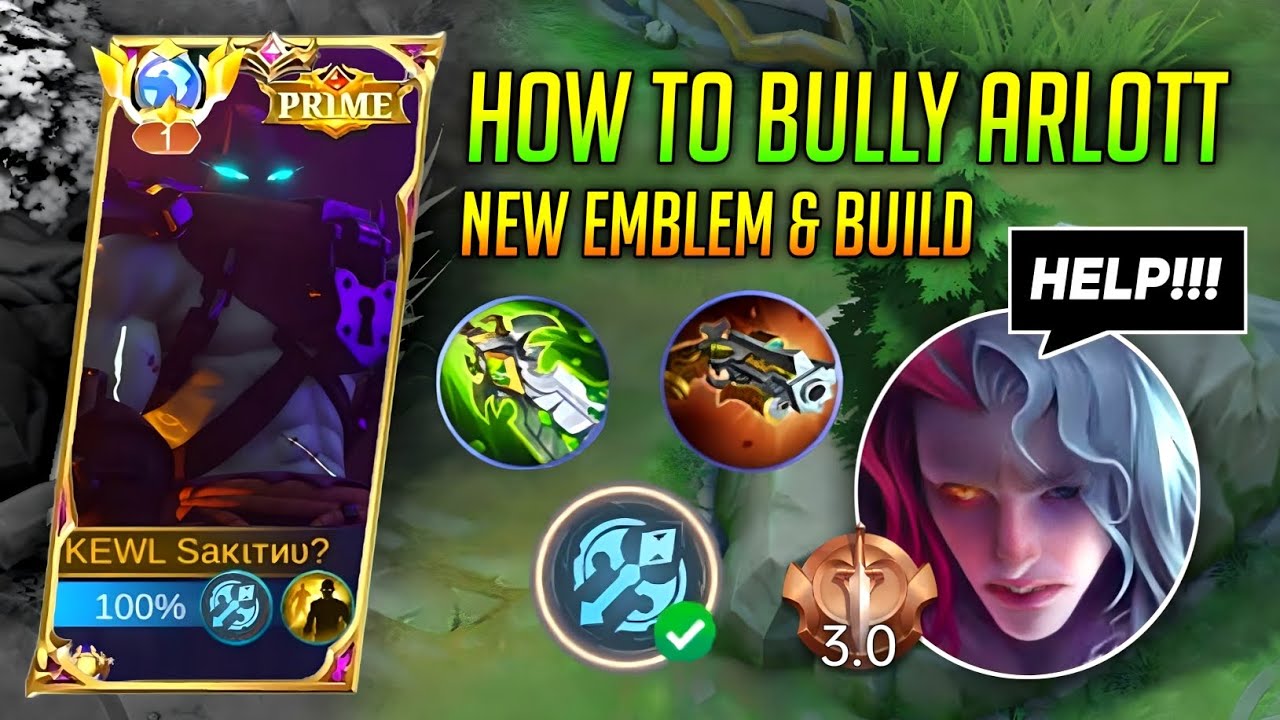 HOW TO BULLY ARLOTT ON EXP LANE USING THIS NEW EMBLEM & BUILD (tips and ...