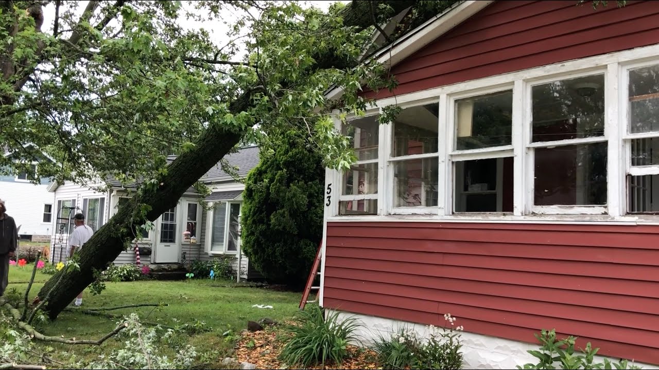 Zeeland homeowner recounts moment tree fell through front porch - YouTube