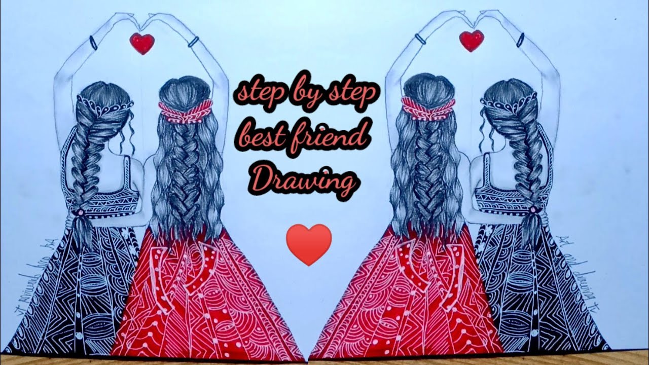 best friends drawing|easy way to draw girl drawing step by step pencil ...