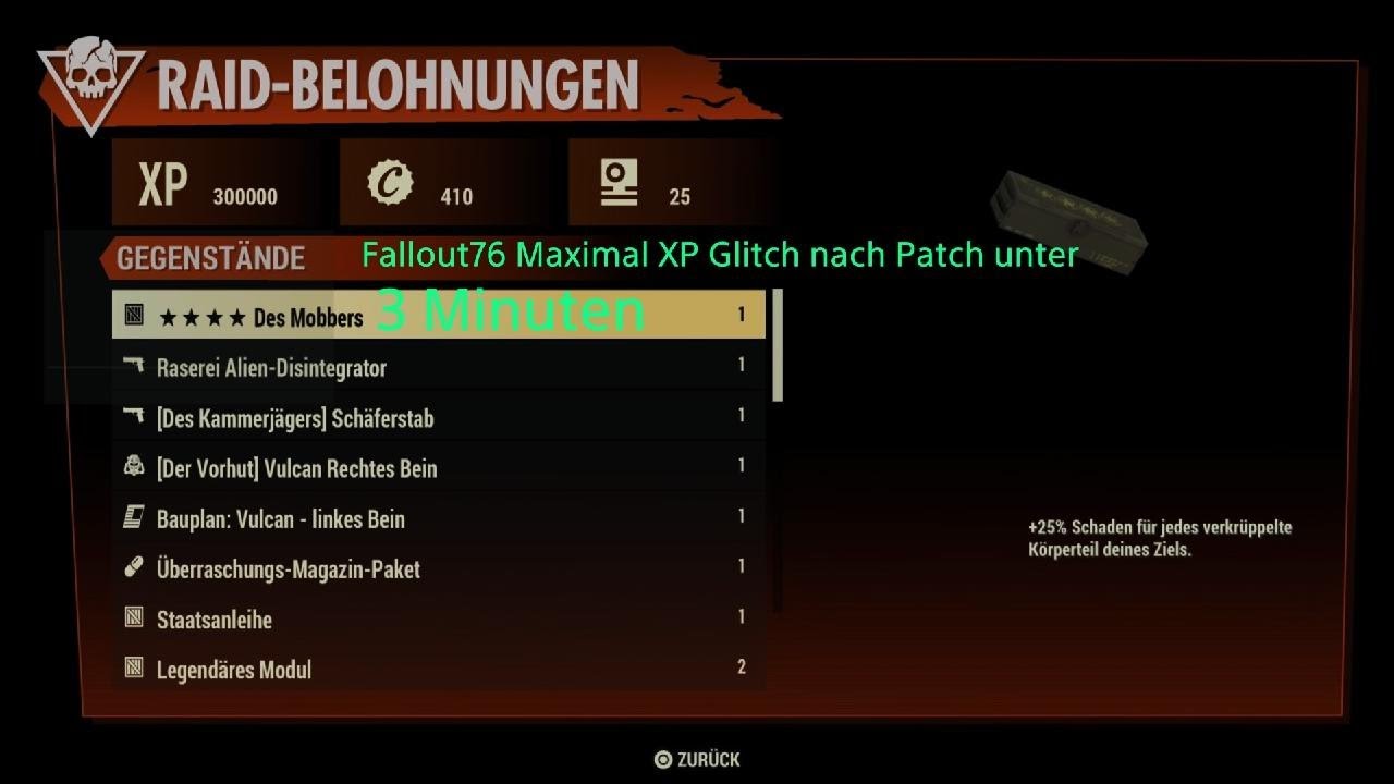 03.09.2025 Fallout 76 300.000 XP in 3 Min! Schlange XP Loop Glitch 🫶 ...