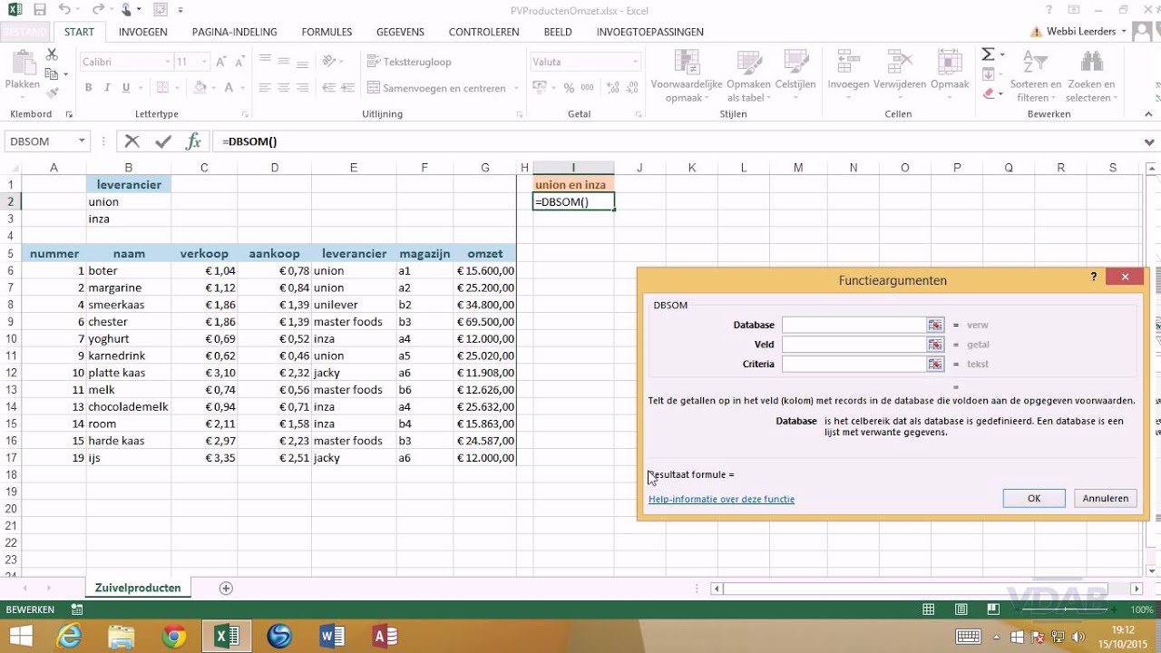 Excel 2013 - Data-analyse - 3.7 DBSom - YouTube