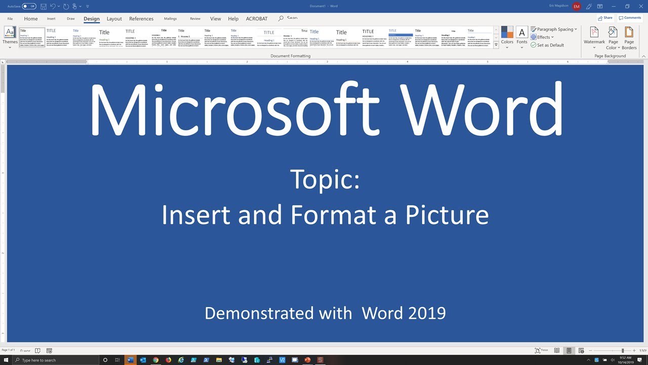 Insert and Format a Picture - Word 2019 - YouTube