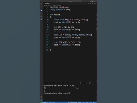 size of the char array in c and c++ - YouTube