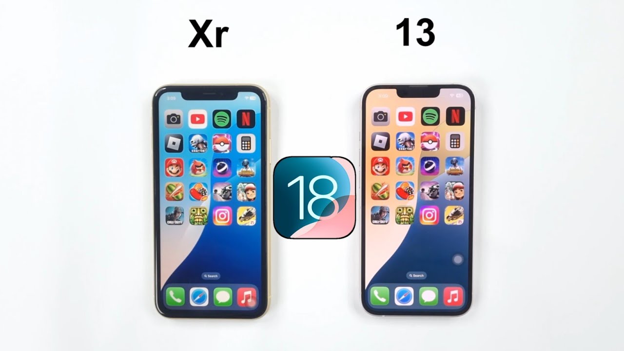 iOS 18 Comparison - iPhone XR vs iPhone 13 Speed Test - YouTube