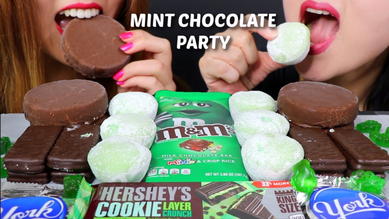 ASMR MINT CHOCOLATE PARTY (Mochi ice cream, chocolate) 리얼사운드 먹방 チョコレート ...