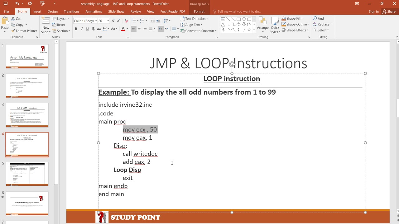 Assembly Language Lecturer 22 Jmp And Loop Instructions Youtube