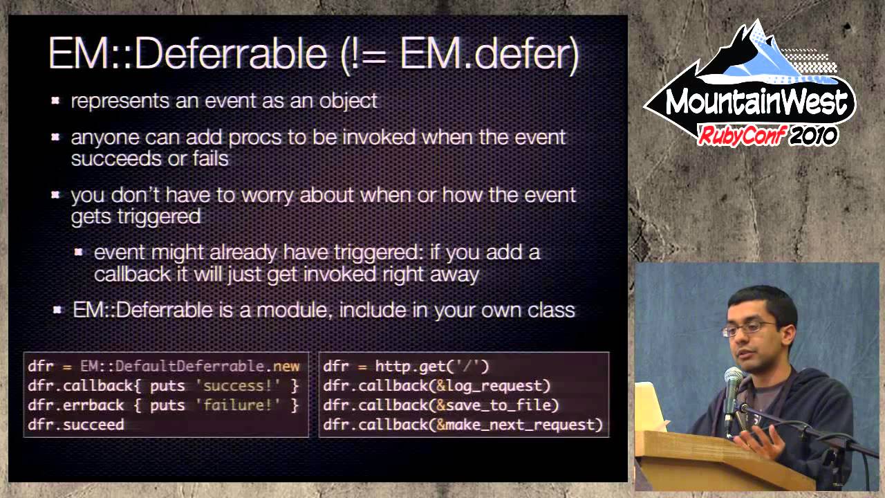 MountainWest RubyConf 2010 - EventMachine by Aman Gupta - YouTube