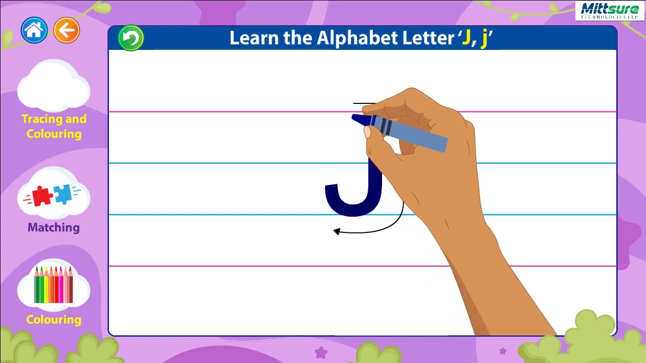 Class LKG Kids Learn Alphabet Writing Letter 'J' in Capital and Small ...