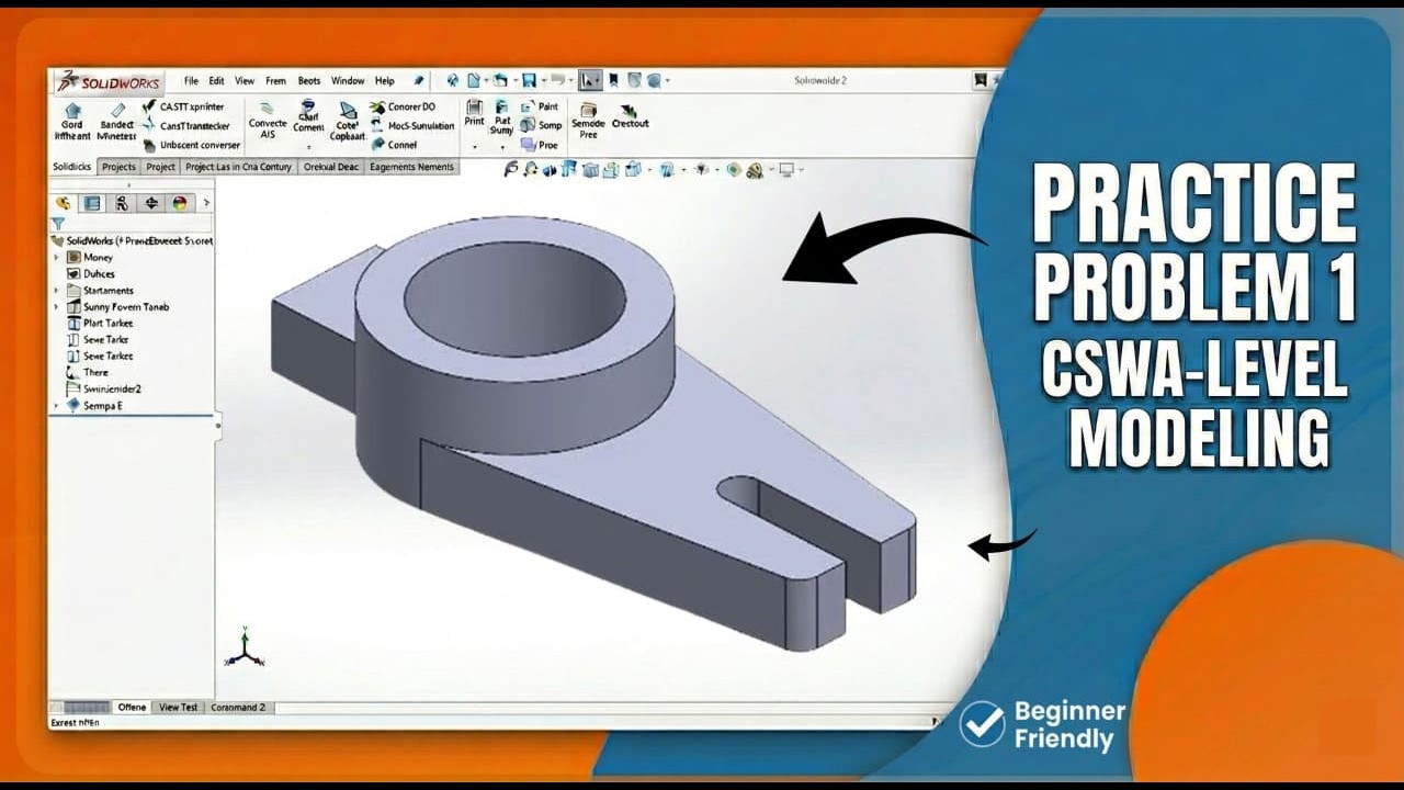 SolidWorks Practice Problem 1 | CSWA-Level Step-by-Step Solution - YouTube