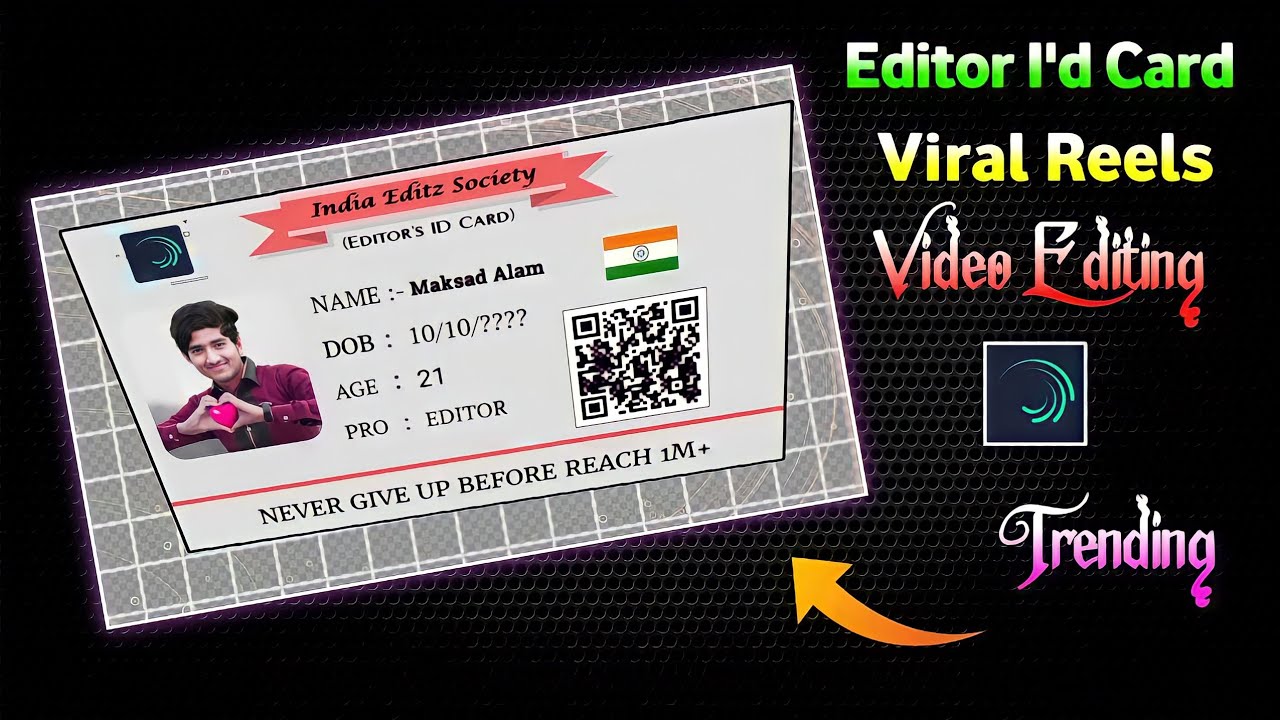 Editor I'd Card Viral Reels Video Editing In Alight Motion | Shorts ...
