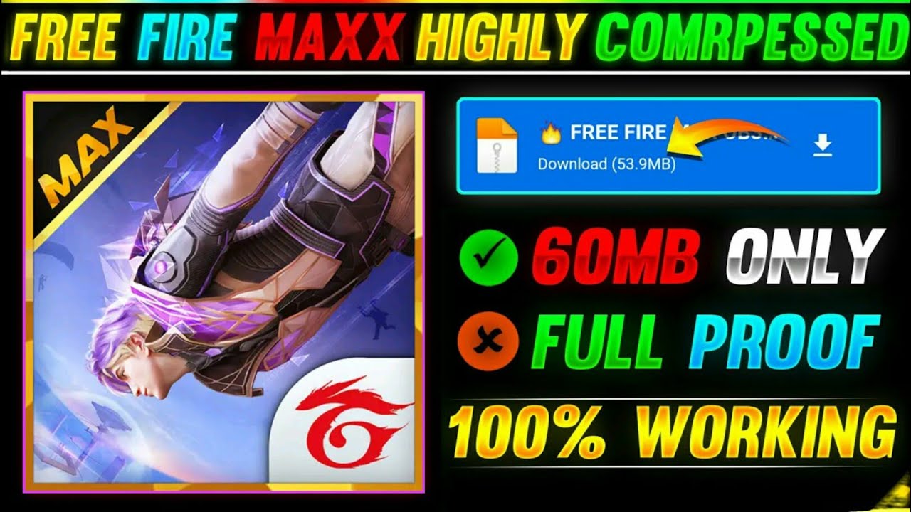 FREE FIRE MAX HIGHLY COMPRESSED || ONLY IN 60MB || FREE FIRE MAX - YouTube