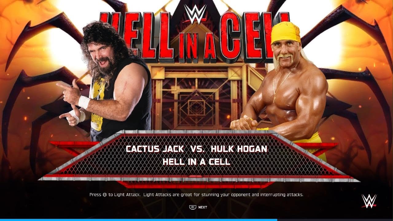 WWE 2K25 Hell In A Cell Match Cactus Jack vs Hulk Hogan - YouTube