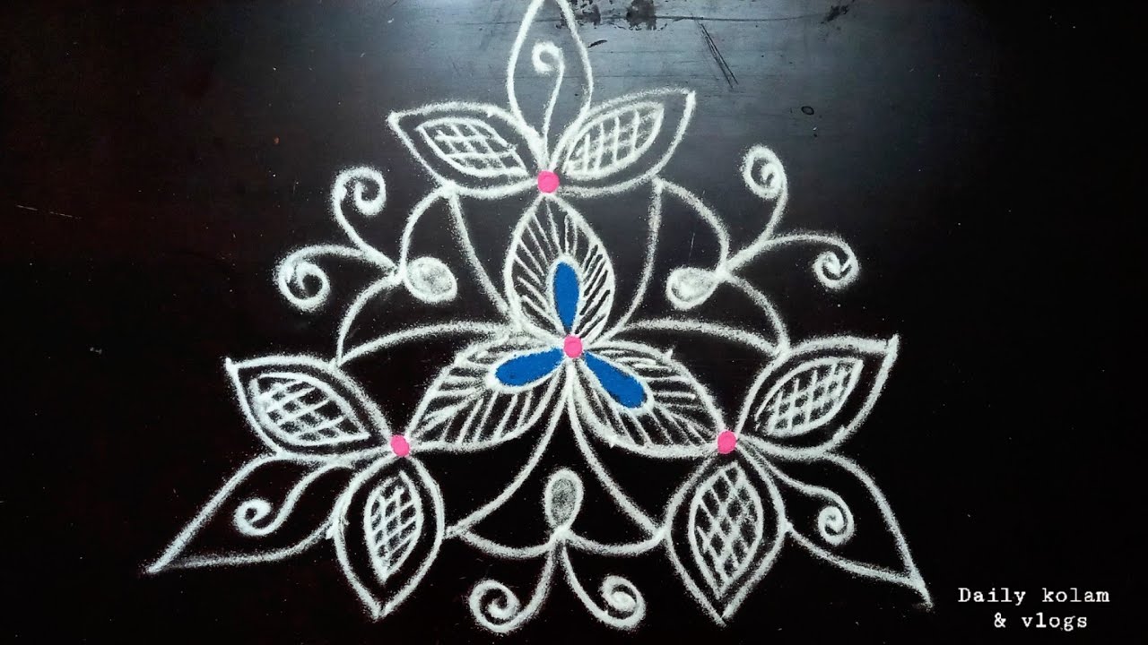 Easy vasal kolam step by step|Daily kolam & vlogs - YouTube