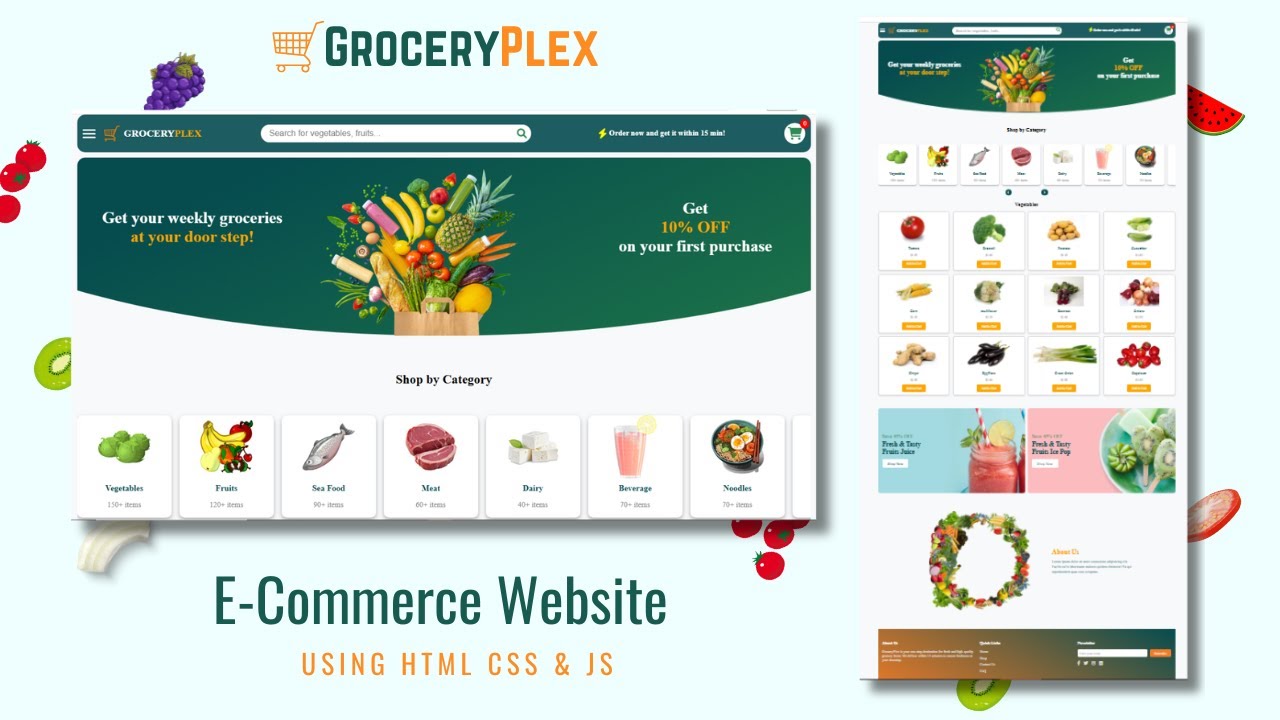 E-Commerce website for Grocery Store using HTML CSS and JavaScript Part ...