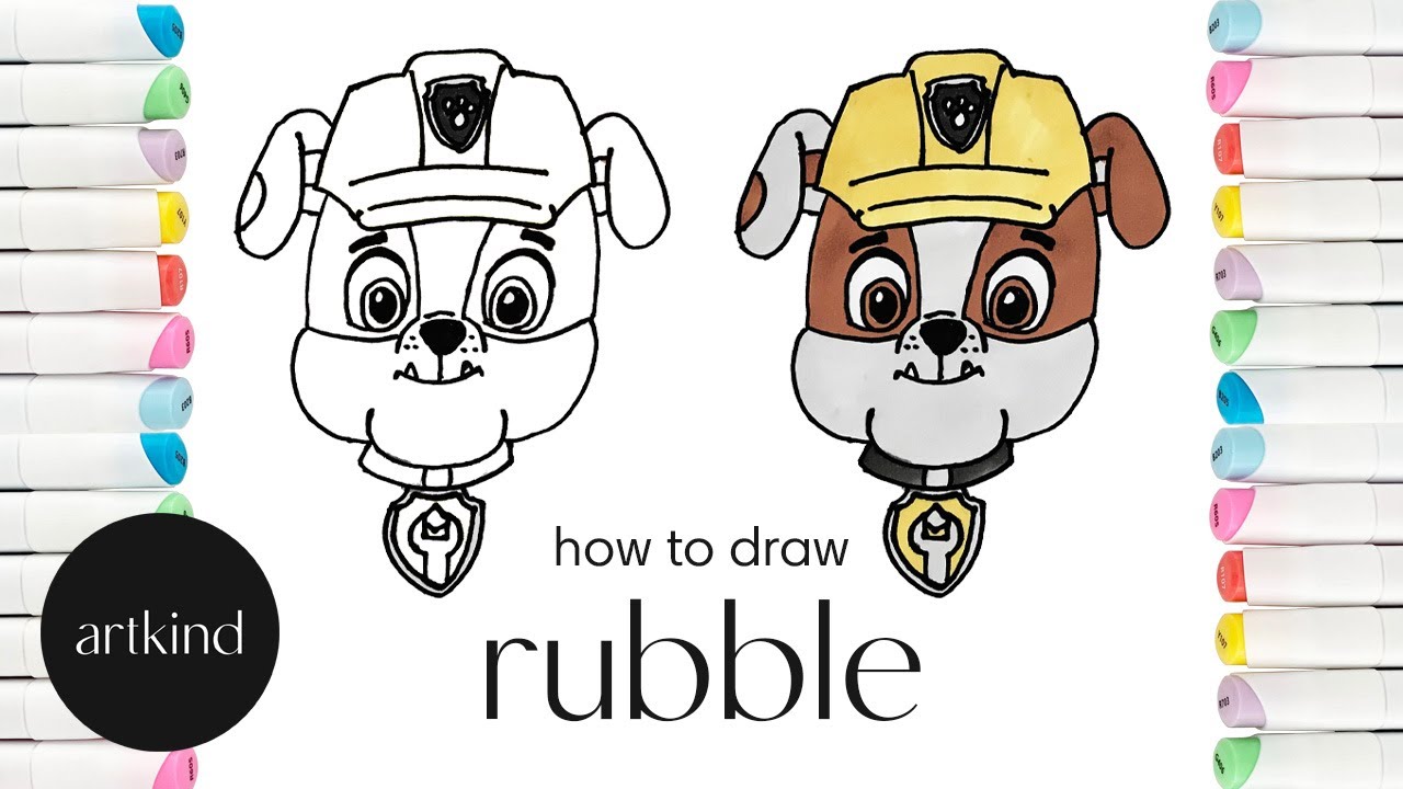 How To Draw Rubble From Paw Patrol - YouTube