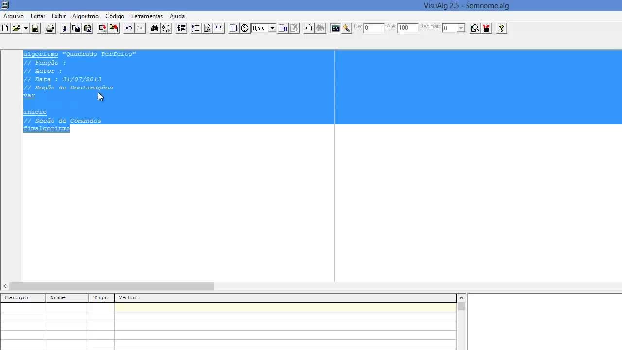 Algoritmo - Visualg - Quadrado Perfeito - YouTube
