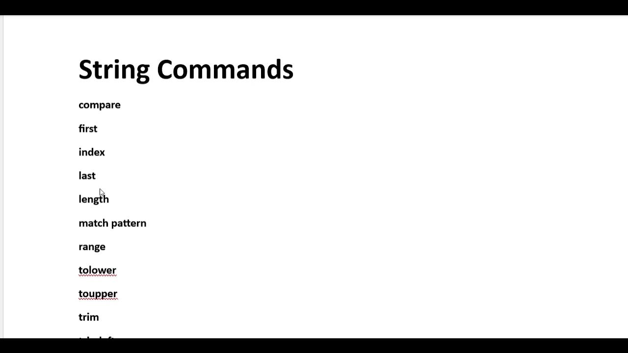 Tool Command Language : String Commands Introduction - YouTube