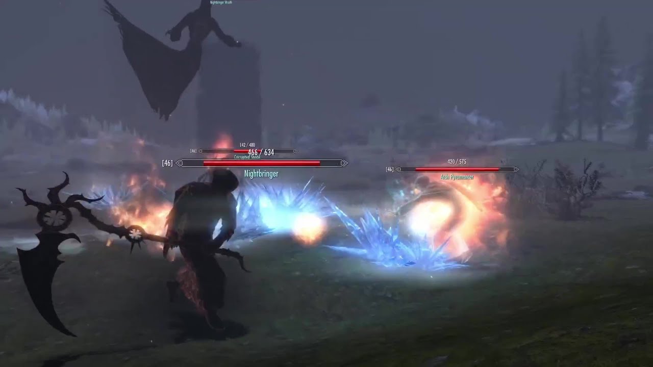 Skyrim Battles - Nightbringer Wraith vs. Conjurer, Ancient Dragon ...