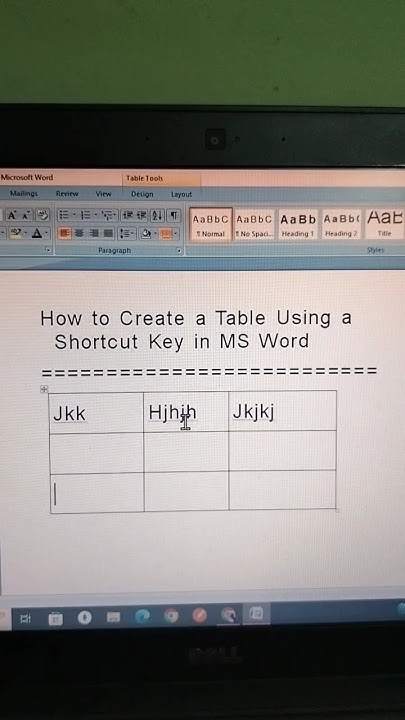 Insert Table using shortcutkey in Ms word. #windows #msoffice # ...