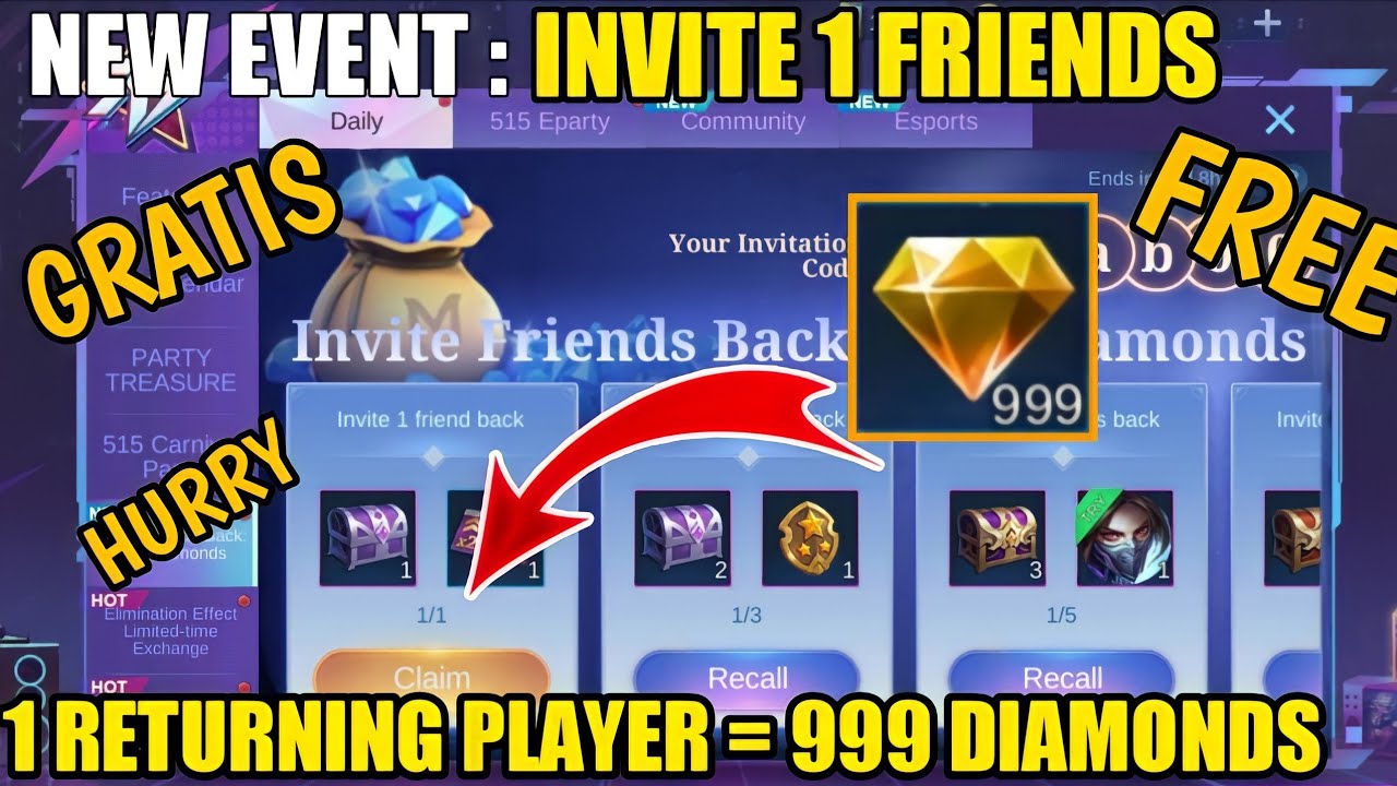 1 INVITE FRIEND AND GET 999 DIAMONDS FOR ALL PLAYERS? HOW TO INVITE ...