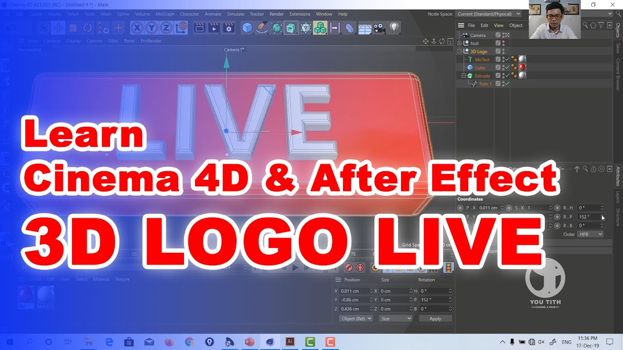 007_Cinema 4D Motion Graphics | 3D Logo Live on Screen ...