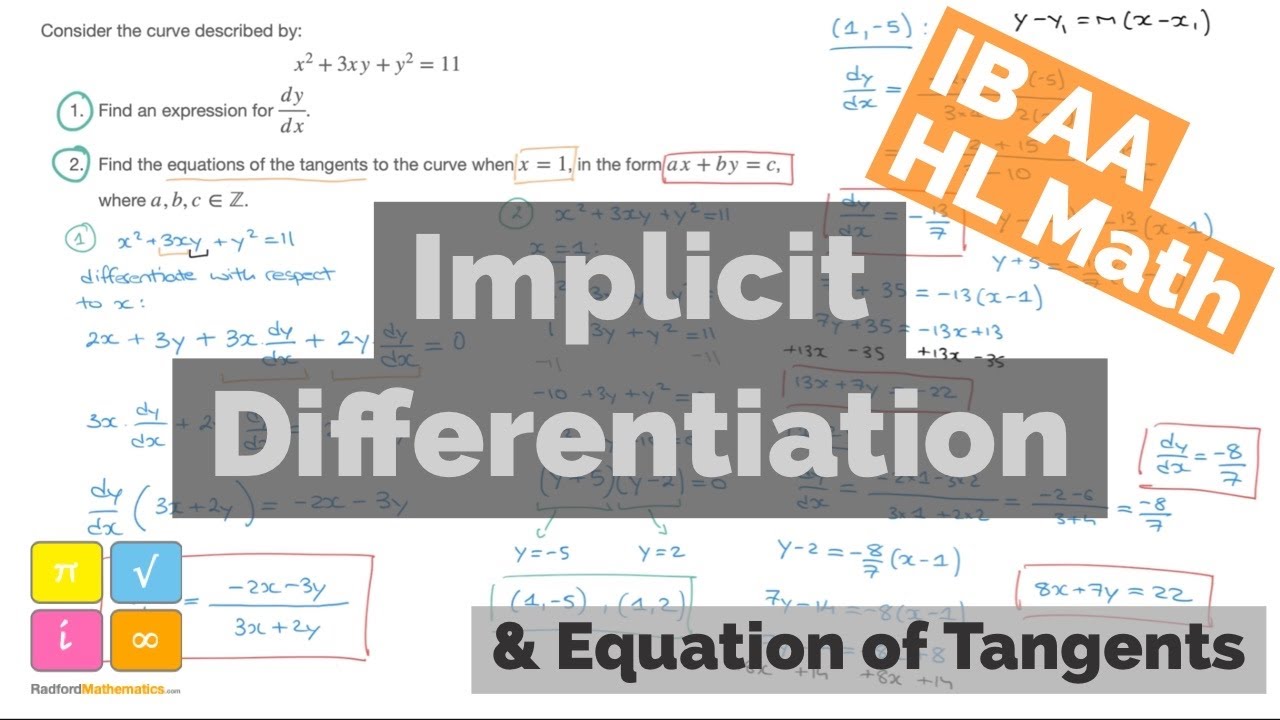 Implicit Differentiation and Tangents to a Curve - IB AA HL Mathematics ...