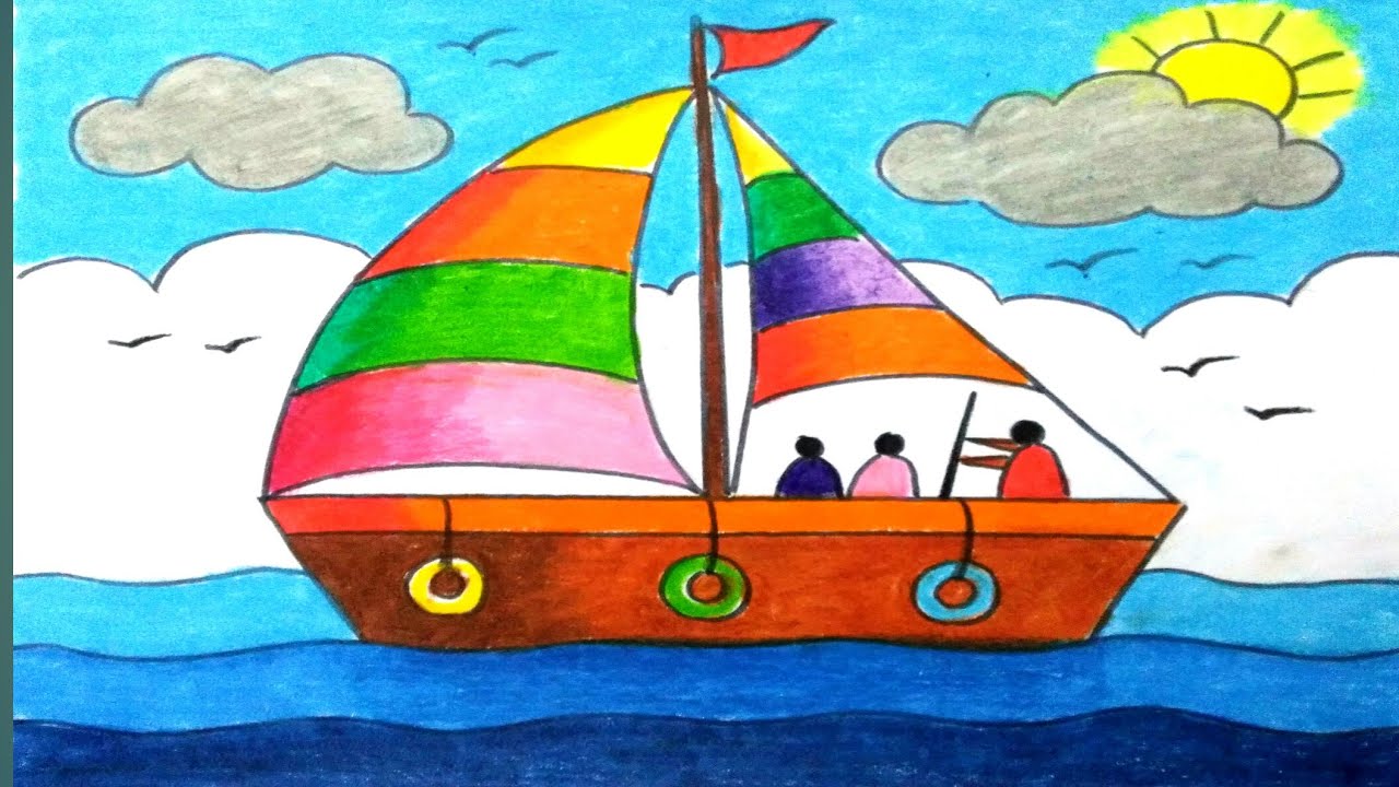 How to draw a sailboat for beginners | step by step drawing - YouTube