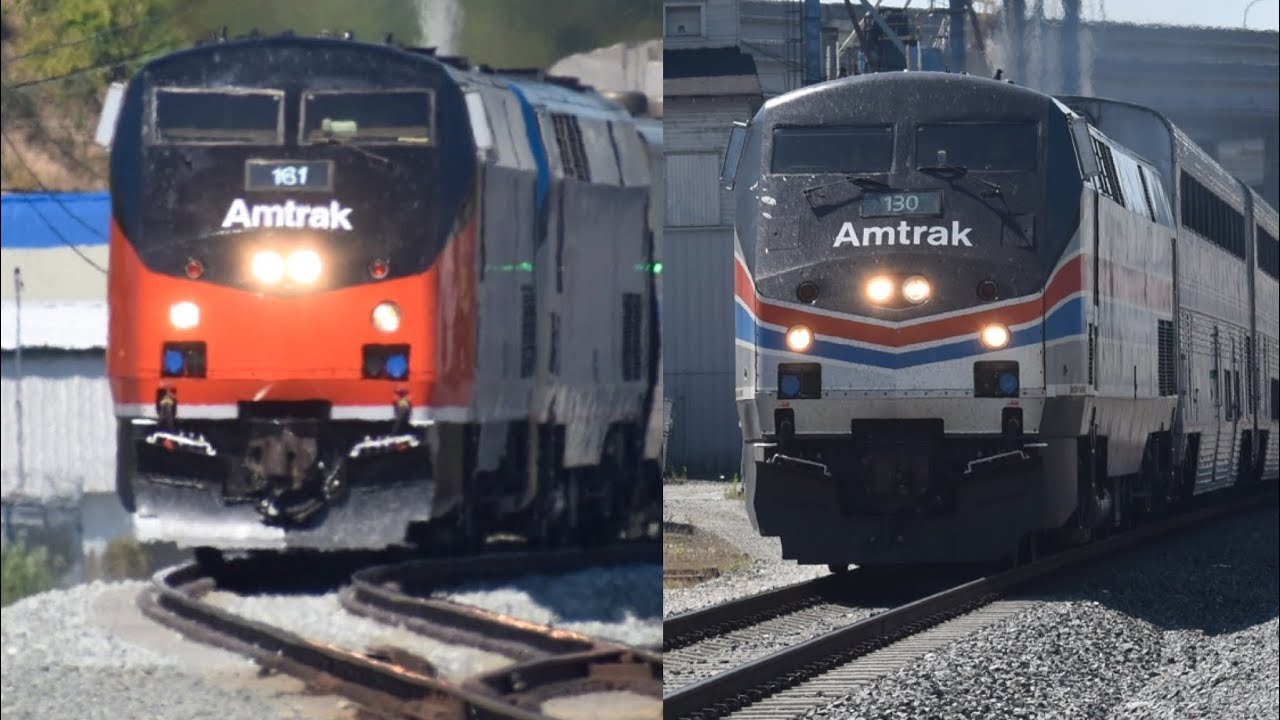 Amtrak test train (ft AMTK 161 and 130) - YouTube