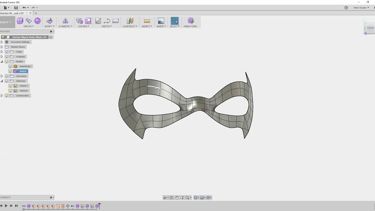 Robin Mask in Fusion 360 Part 2 - YouTube